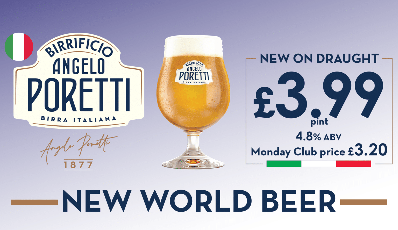Poretti on draught – new world beer - J D Wetherspoon