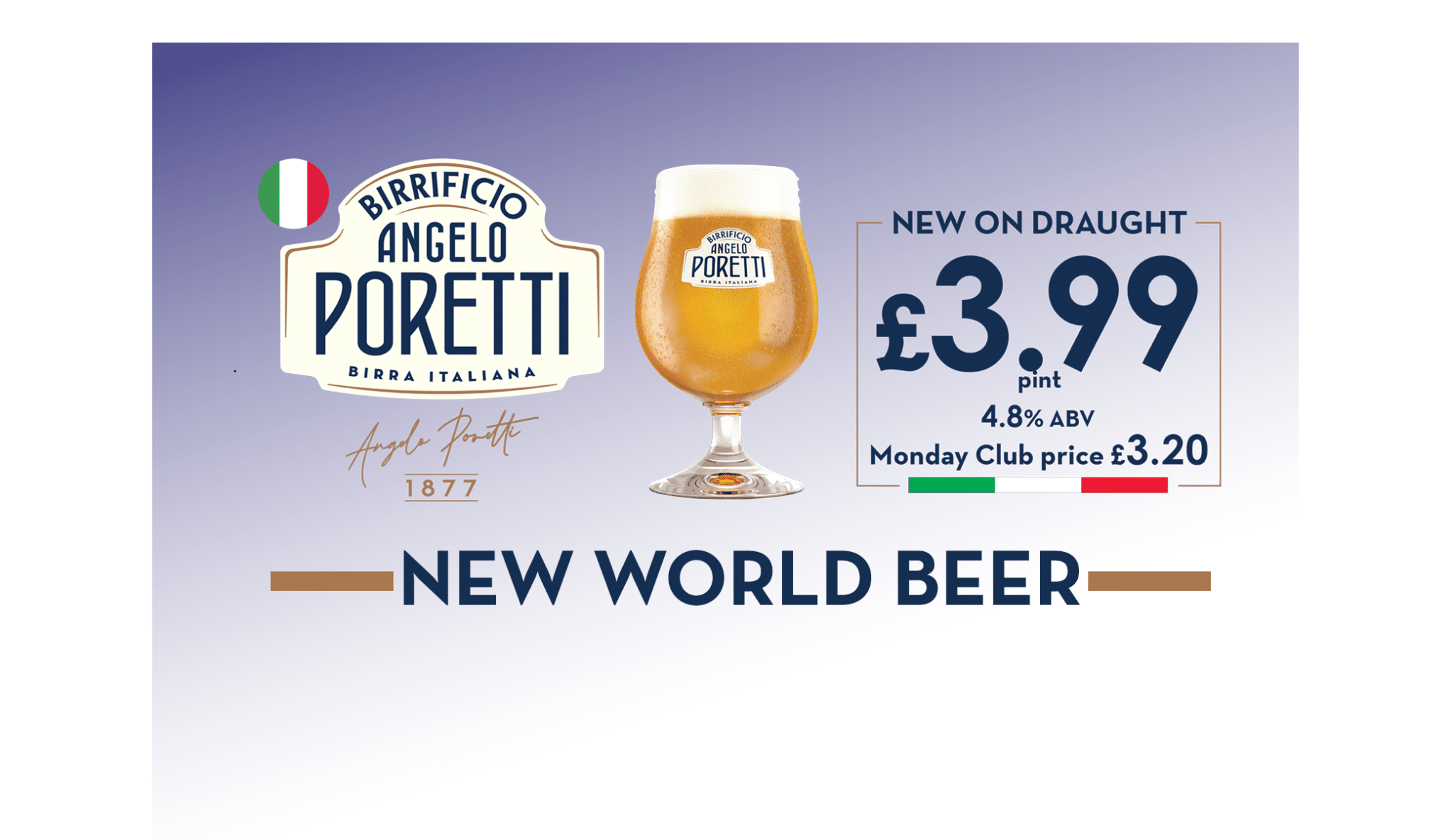 Poretti on draught – new world beer - J D Wetherspoon